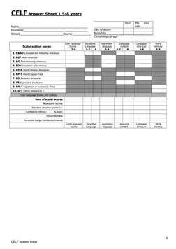 CELF-5 Assessment Protocol 5-8 Years | PDF