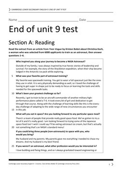 End of Unit 9 English Test | PDF | Space Programs | Flight
