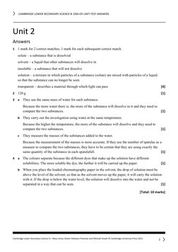 Cambridge Science 8 Test Answers | PDF | Solubility | Diet & Nutrition