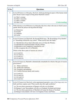 ISC Class 12 English Literature Questions | PDF | Macbeth | Learning