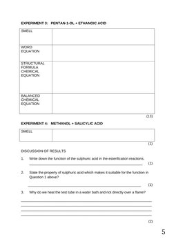 Grade 12 Esterification Experiment Guide | PDF | Ester | Ethanol