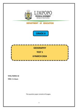 Grade 8 Geography Term 1 Test 2024 | PDF | Earth | Latitude