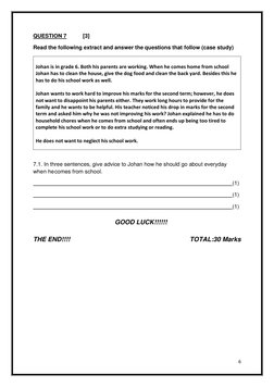 Grade 6 Life Skills Exam Paper 2024 | PDF | Self Esteem | Bullying