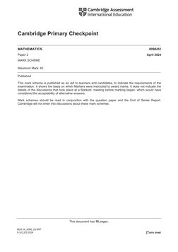 April 2024 Cambridge Math Mark Scheme | PDF