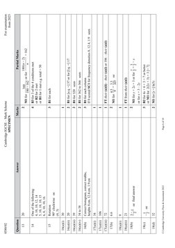 Cambridge IGCSE 0580 Mathematics Specimen Mark Scheme 2 For Examination ...