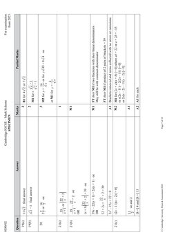 Cambridge IGCSE 0580 Mathematics Specimen Mark Scheme 2 For Examination ...