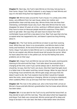 Tuck Everlasting Chapter Summaries | PDF