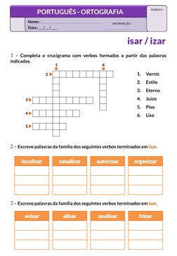 Atividades Sobre Isar E Izar Para 4º Ano Pdf Linguística