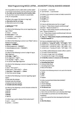 Web Programming MCQs: HTML, CSS, JS | PDF | Html Element | World Wide Web