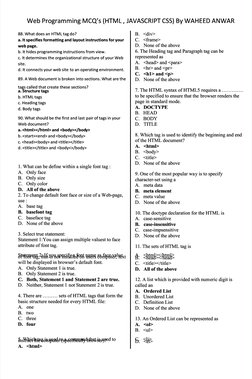 Web Programming MCQs: HTML, CSS, JS | PDF | Html Element | World Wide Web