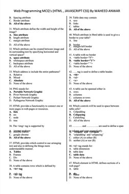 Multiple Choice Questions On HTML CSS Javascript With Answers | PDF | Html Element | World Wide Web