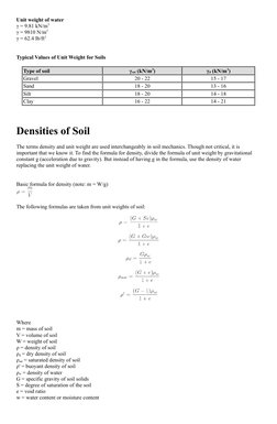 Soil Unit Weights and Formulas | PDF | Density | Soil