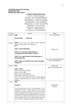 TV News Script Sample for Students | PDF | Labour Economics | Employment