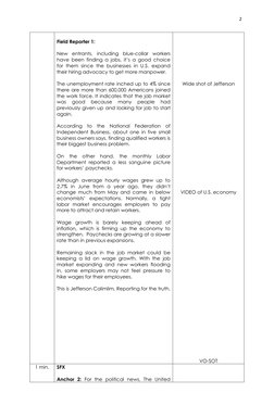 TV News Script Sample for Students | PDF | Labour Economics | Employment