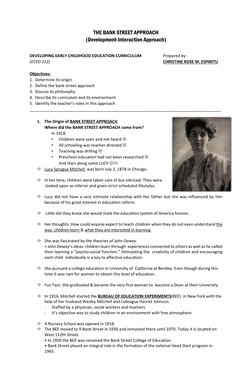 Bank Street Approach in Early Education | PDF | Curriculum | Teachers