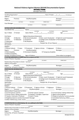 Barangay VAW Intake Form | PDF | Justice | Crime & Violence