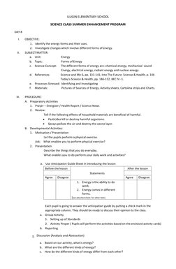 Grade 6 Energy Forms Lesson Plan | PDF | Fuels | Lesson Plan