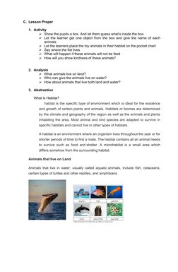 Grade 1 Science Lesson Plan: Habitats | PDF | Habitat | Lesson Plan
