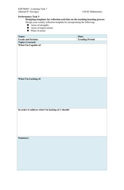 Learning Task 7: Assessment Strategies | PDF | Educational Assessment ...