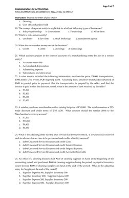 Accounting Fundamentals Final Exam 2022 | PDF | Debits And Credits ...