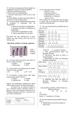 Grade 6 Examinee's Descriptive Questionnaire | PDF