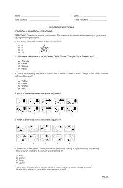 Pre-Employment Exam Sample Questions | PDF | Microsoft Excel ...