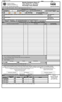 Monthly VAT Withholding Return Form 1600 | PDF | Withholding Tax ...