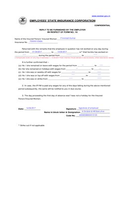 ESIC Form 10: Employer Verification Guide | PDF | Employee Relations ...