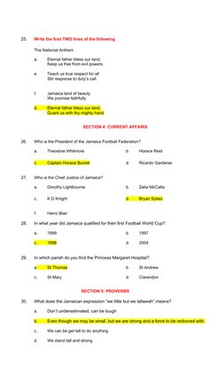 Jamaican General Knowledge Quiz | PDF | Jamaica