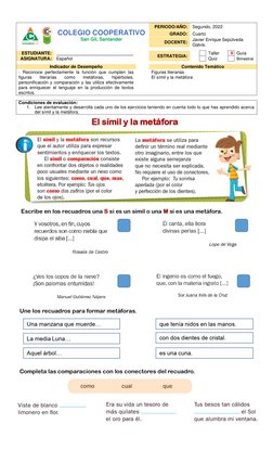 Ejercicios de Símil y Metáfora para Niños | PDF