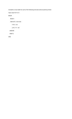 Trace Tables With Answers Updated Pdf Control Flow Algorithms