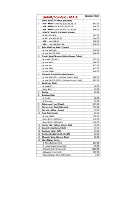 BSP Uniforms Price List | PDF | Scouting | Softlines (Retail)