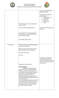 Detailed Lesson Plan in Food Packaging | PDF | Packaging And Labeling ...