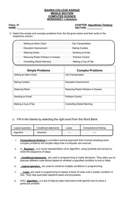 (Solution) VI-Worksheet 1-Chapter 4-Algorithmic Thinking | PDF ...