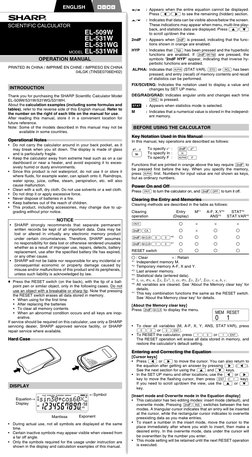 Sharp EL-531WH User Manual | PDF | Teaching Methods & Materials ...