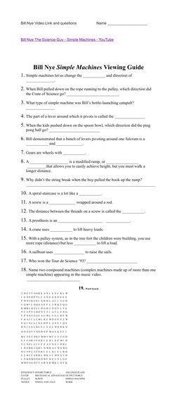 Bill Nye Simple Machines Worksheet | PDF | Machines | Lever